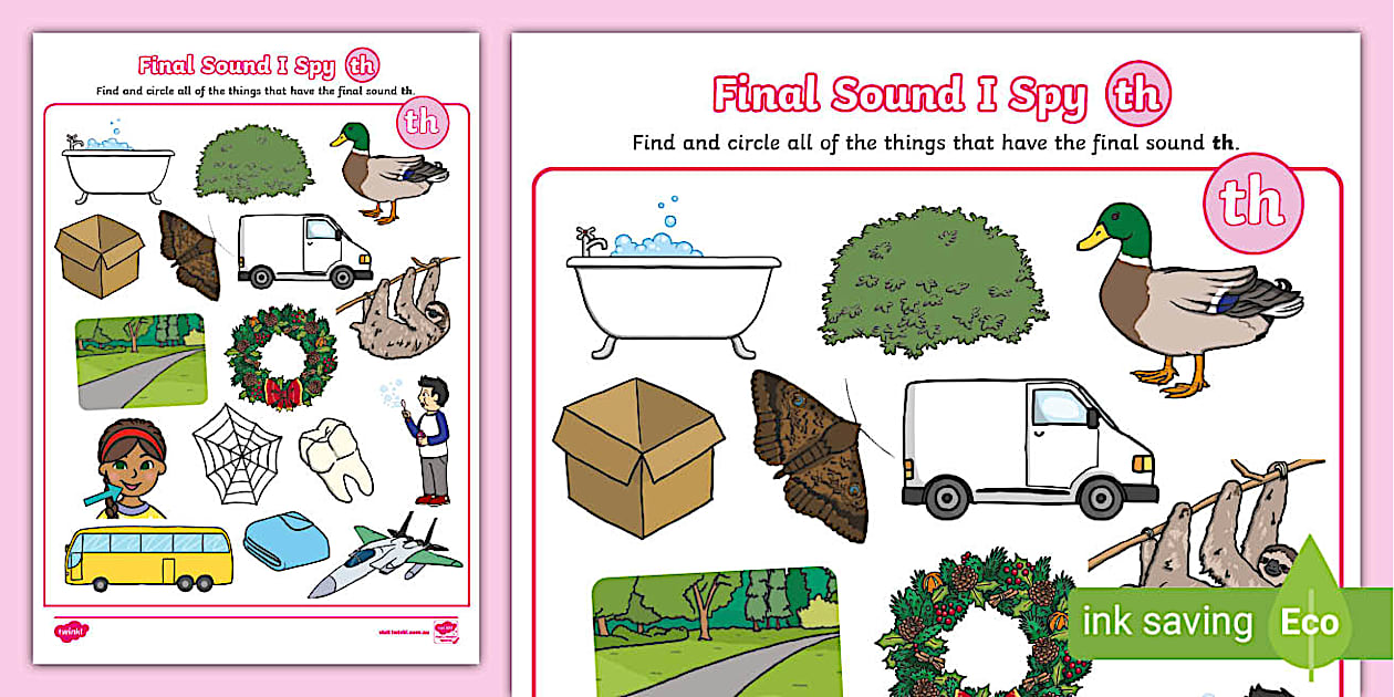 Final Sounds I Spy: Digraph ‘th’ (teacher made) - Twinkl