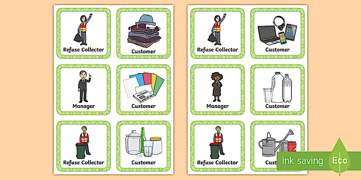 Recycling Centre Role Play Badges - Twinkl