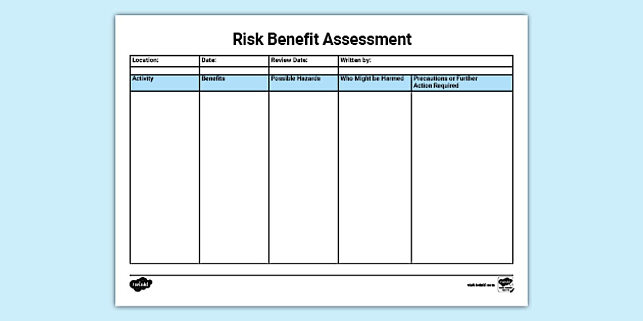 Early Years Risk Assessment Template - Printable Resource