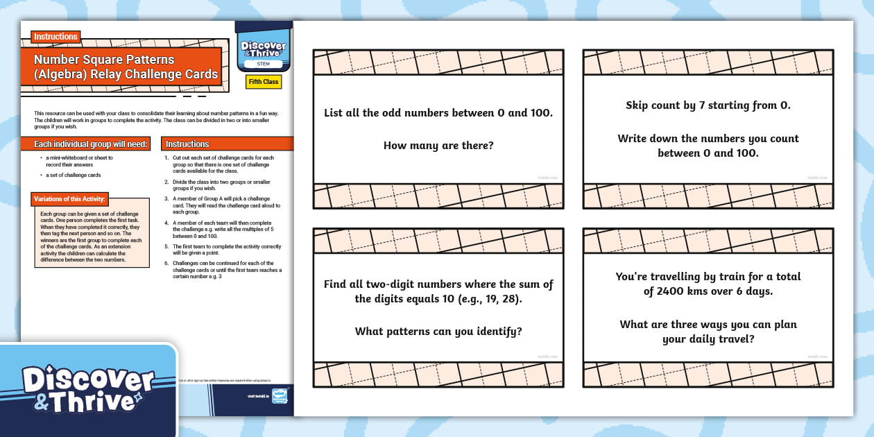 Number Patterns Relay Activity 5th class - Twinkl