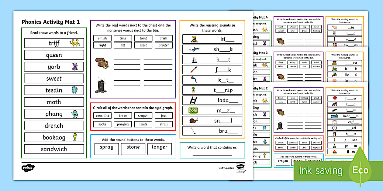 Cursive Phonics Activity Mat Resource Pack 3 (Phases 2-5)