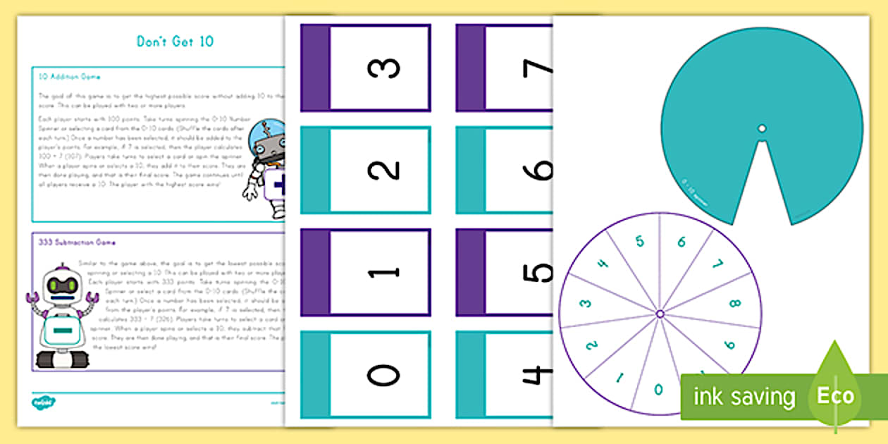 Mental Math Don’t Get 10 Games (teacher made) - Twinkl