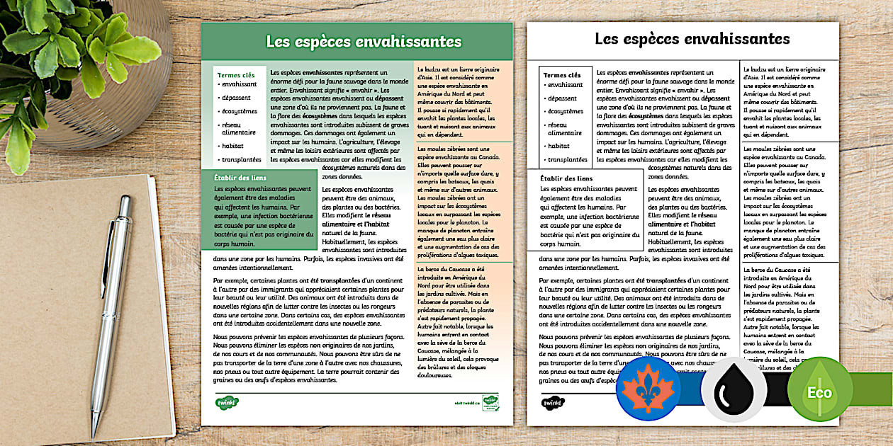 Invasive Species Fact File French (teacher made) - Twinkl