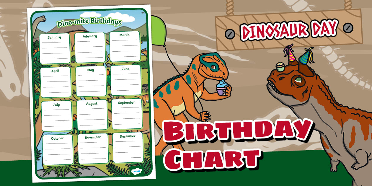 Dinosaur Day Birthday Chart - Dino-mite Birthdays