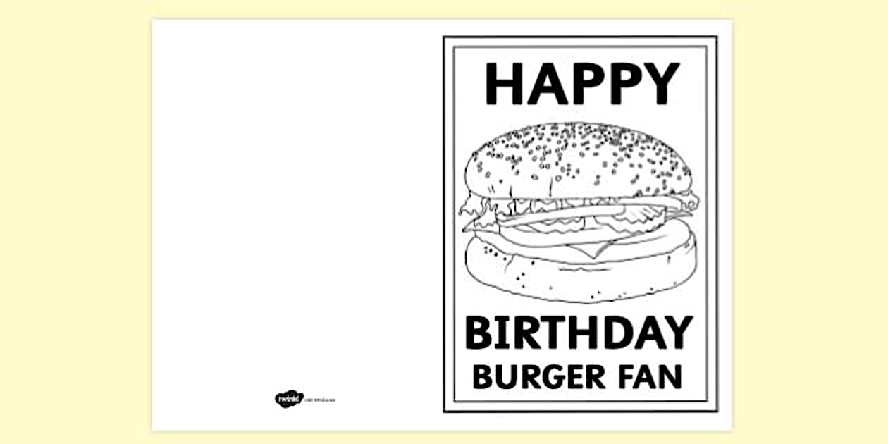 Hamburger Card Colouring Activity | Primary Resources