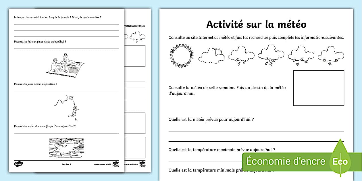 Activité sur la météo (teacher made) - Twinkl