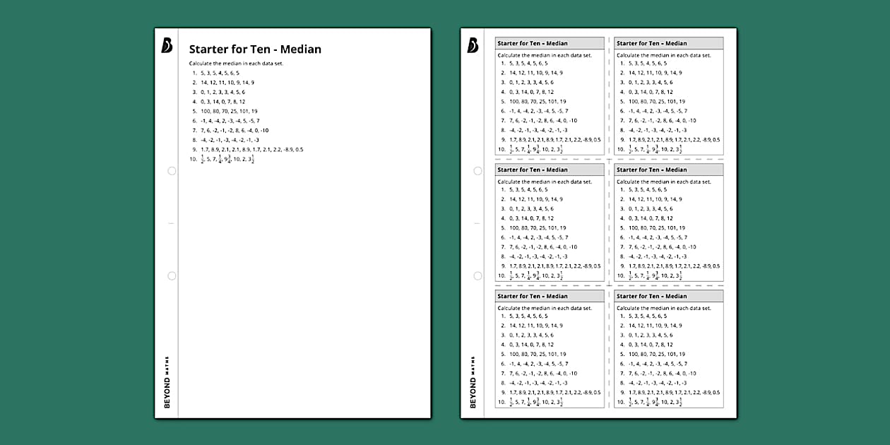 👉 Starter for Ten - Median (teacher made) - Twinkl