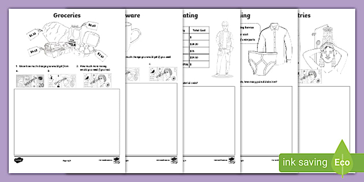 Editable Life Skills Money Problems Worksheet (teacher made)