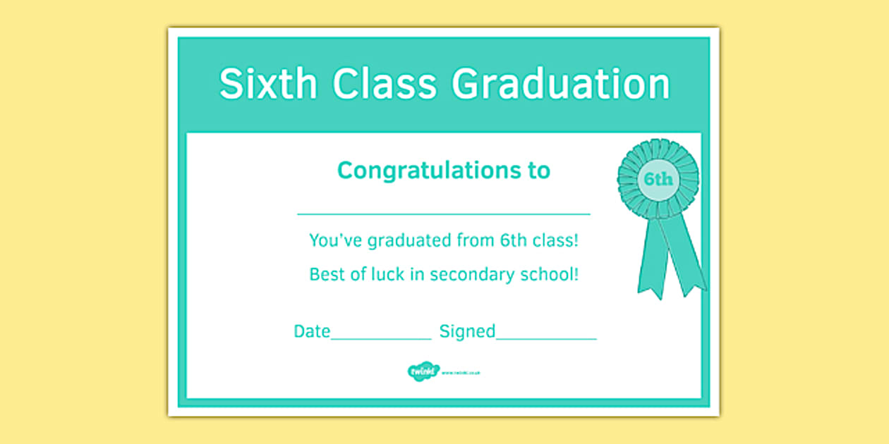 Editable Sixth Class Graduation Certificate - Twinkl