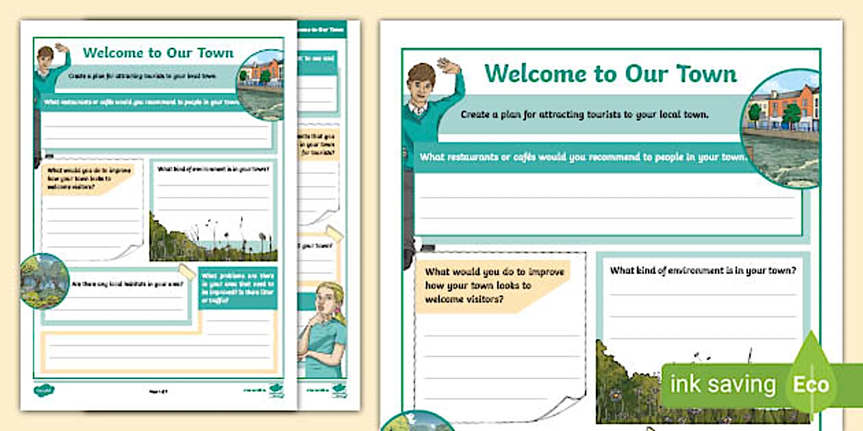 Welcome to our Town Worksheet (teacher made) - Twinkl