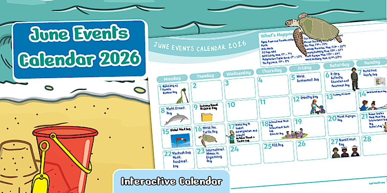 June Events Calendar 2026 - Twinkl