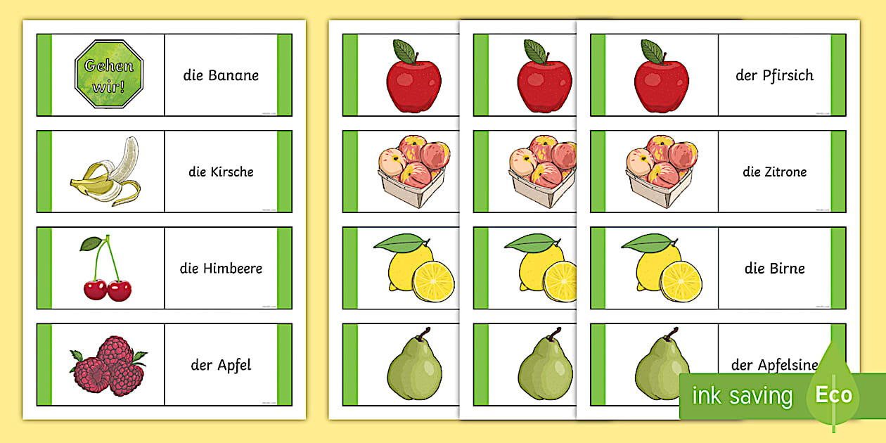 Different Fruits Card Game German (Teacher-Made) - Twinkl