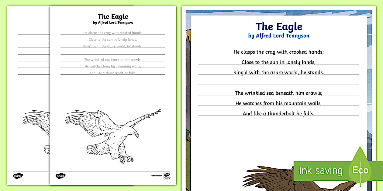 SA The Eagle Alfred Lord Tennyson Poem Handwriting Practice Worksheet