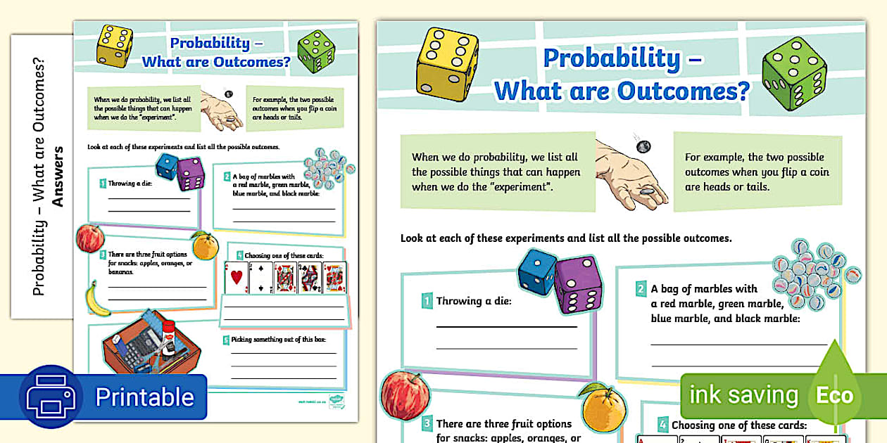 Probability – What Are Outcomes? Activity Sheet - Twinkl