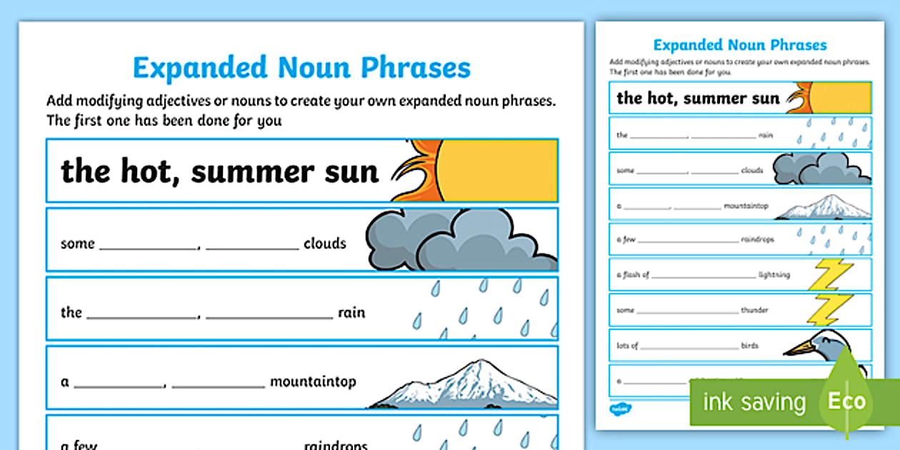 Editable Expanded Noun Phrases Worksheet to Support the Teaching of ...