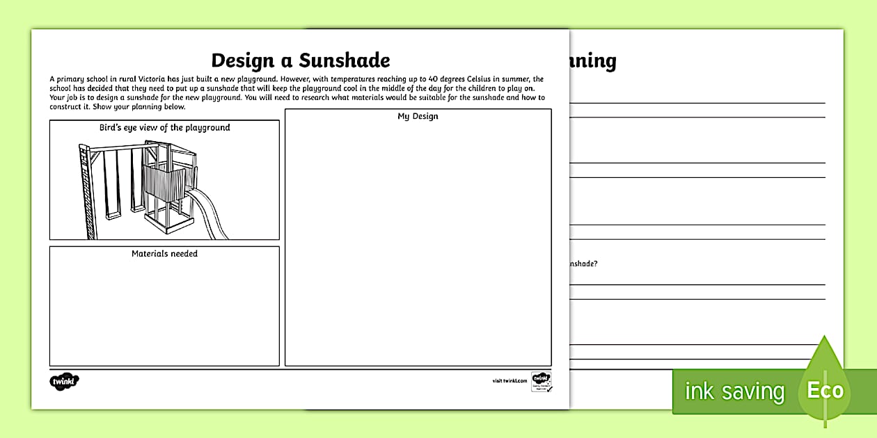 Editable Design a Sun Shade Planning Activity (Teacher-Made)