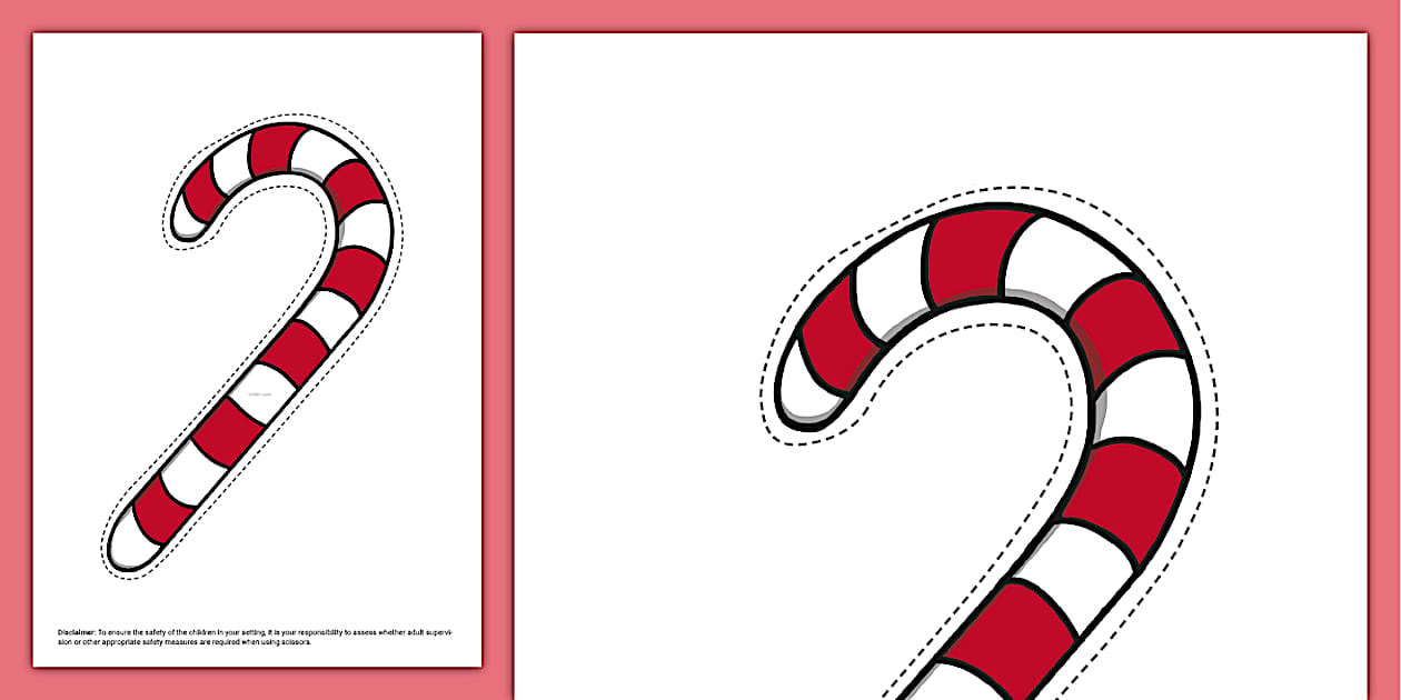 Candy Cane Emoticon Cut-Out (Teacher-Made) - Twinkl