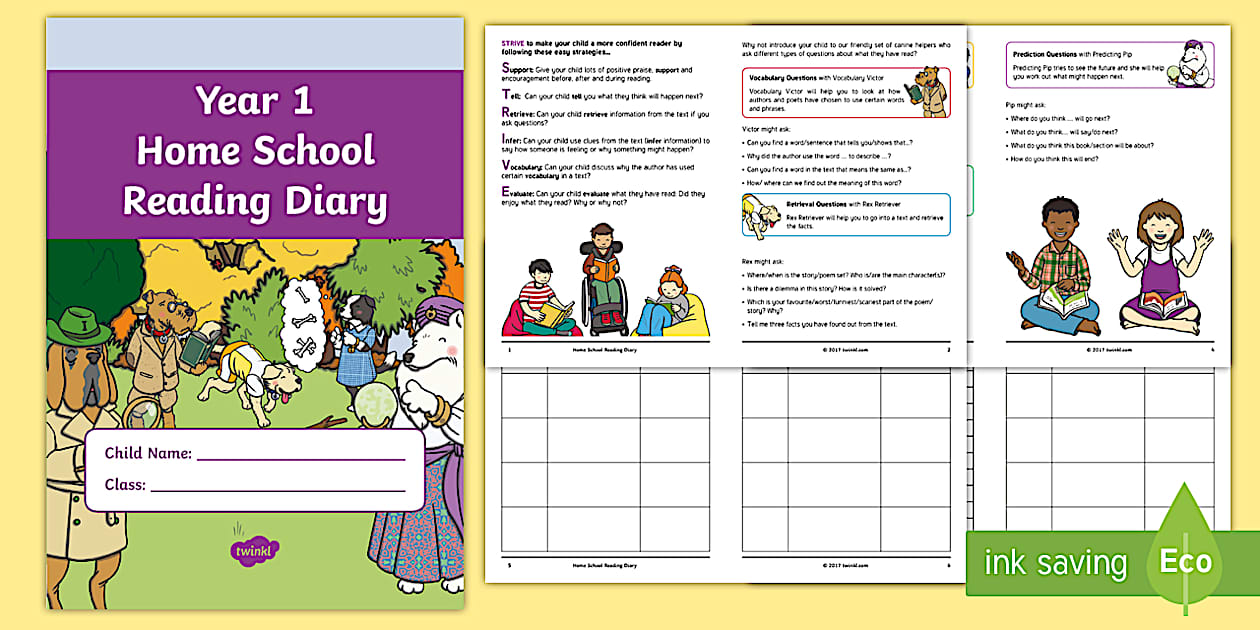 Year 1 Home School Reading Diary Booklet | KS1 | Twinkl