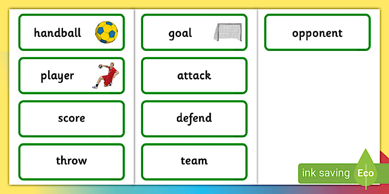 Rio 2016 Olympics Handball Word Cards