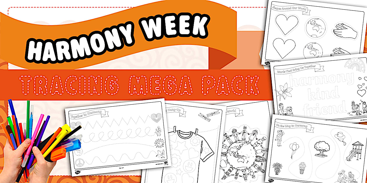 Harmony Week Tracing Mega Pack | Prewriting and Fine Motor Activities
