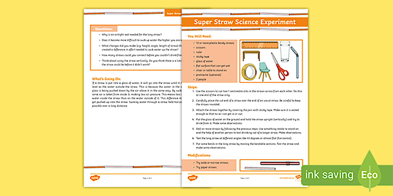 Super Straw Science Experiment (teacher made) - Twinkl