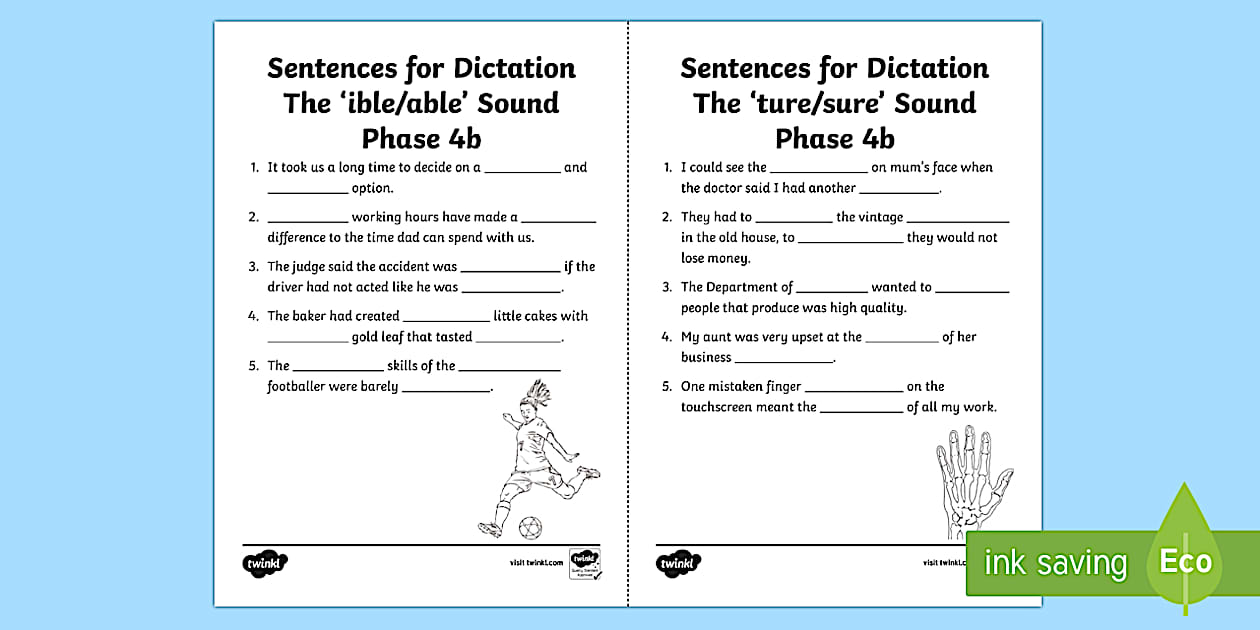 ible, able, ture & sure Sound Worksheet - NI Phase 4b Phonics