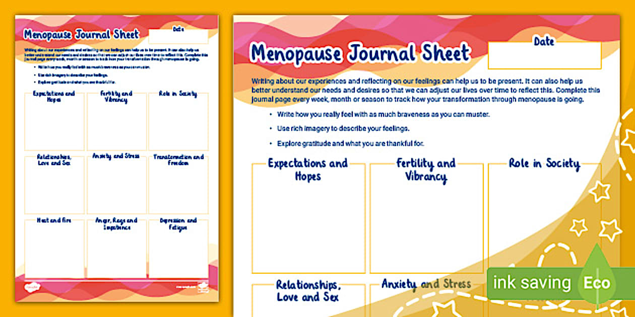 Menopause Journal Sheet (Teacher-Made) - Twinkl