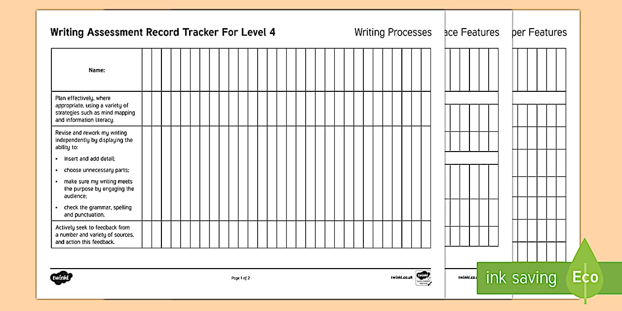 New Zealand Level 4 Writing Assessment Tracker - Twinkl