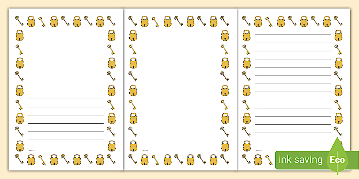 Key Border for Writing Topics | Key-Themed Page Borders