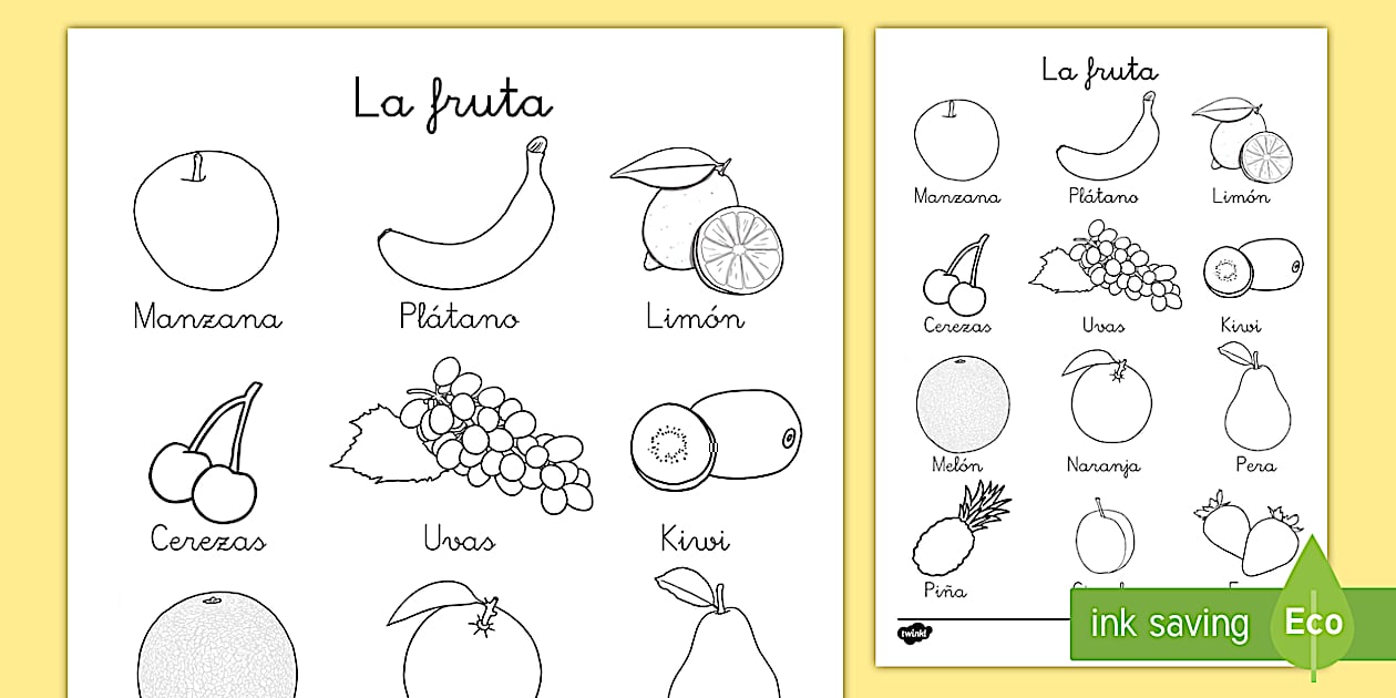 Hoja de colorear: La fruta - Twinkl