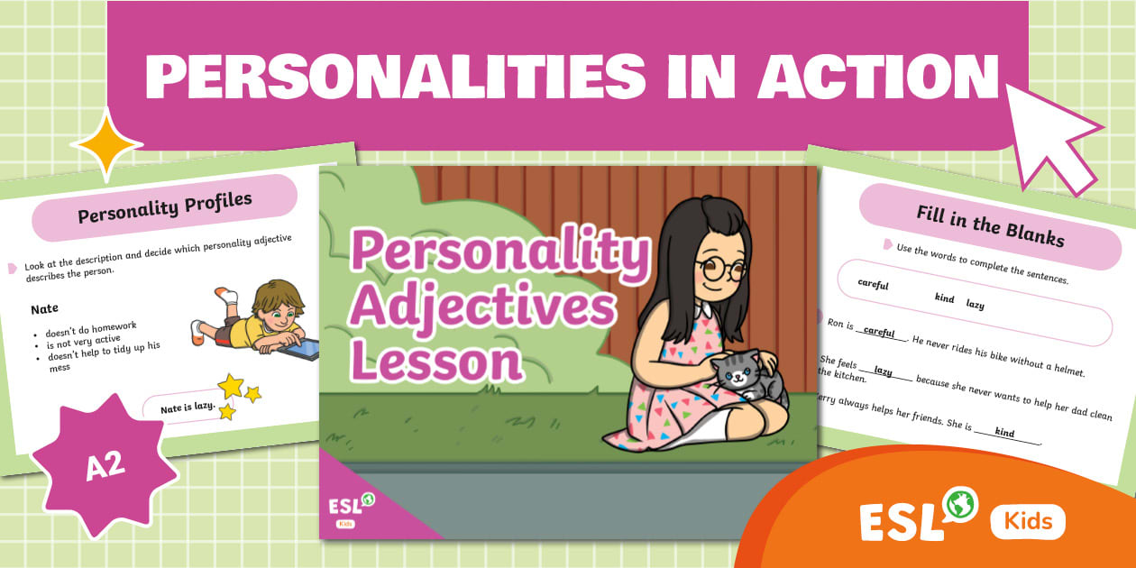 ESL Personality Adjectives Lesson for Kids