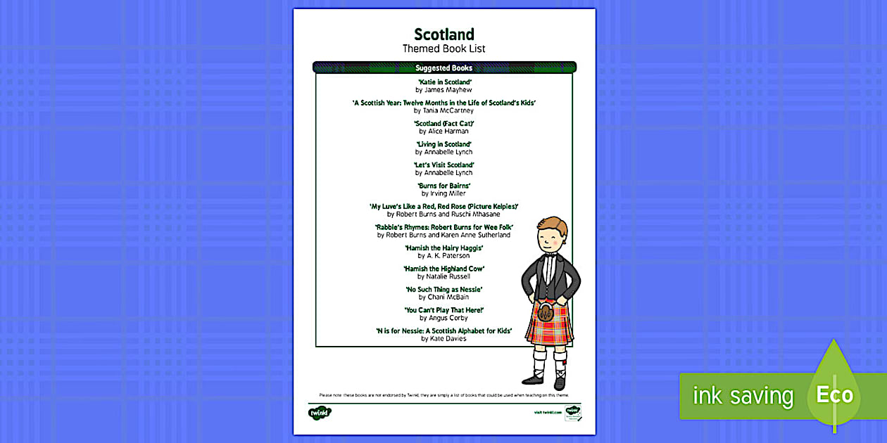 Scottish Themed Book List (teacher made) - Twinkl