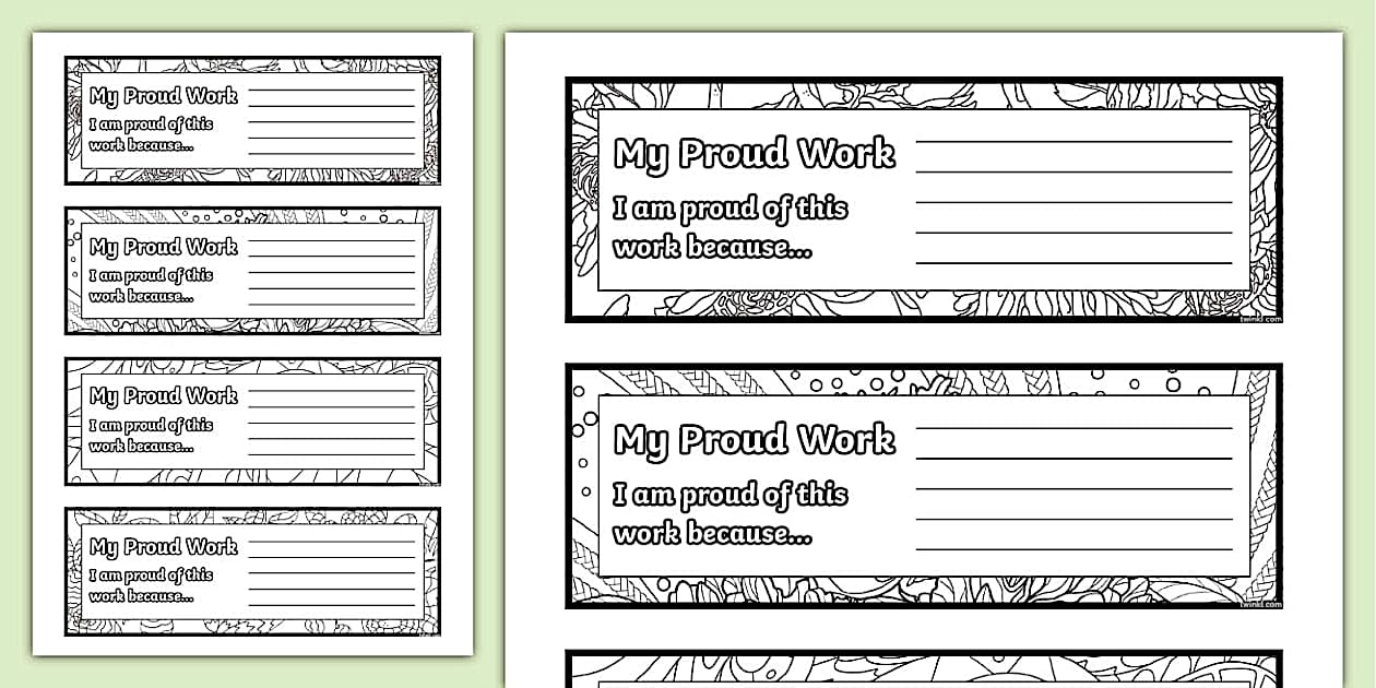 My Proud Work Bookmarks (teacher made) - Twinkl