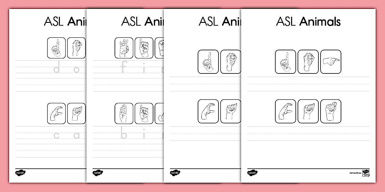 ASL Animals Spelling Worksheet | Resource | Twinkl USA