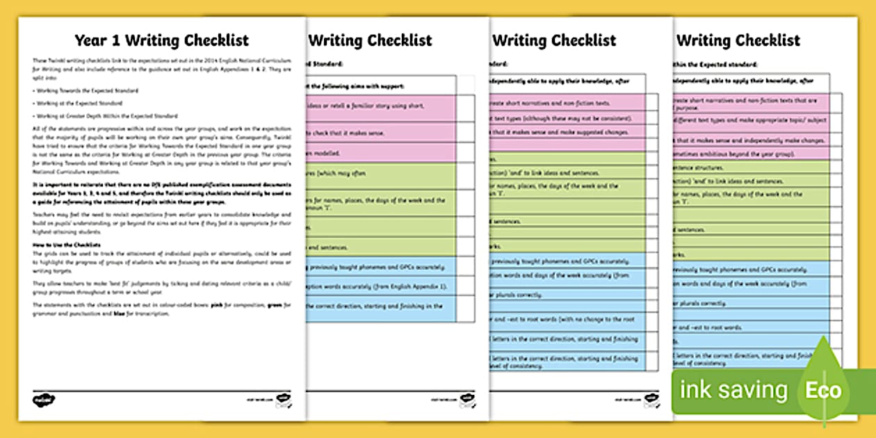 Year 1 Writing Checklist | English Assessments | KS1