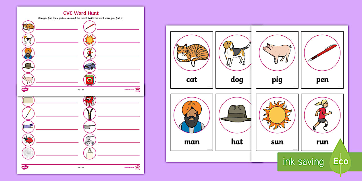 Write the Room CVC Word Hunt Activity (teacher made)