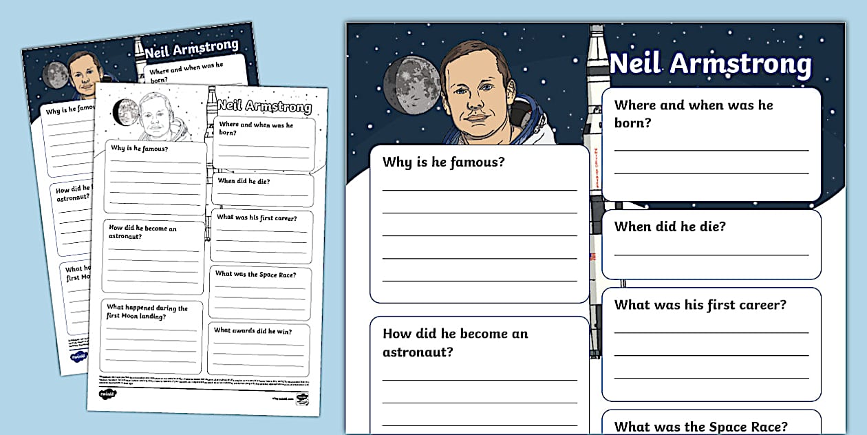 Neil Armstrong Fact File Template (Teacher-Made) - Twinkl