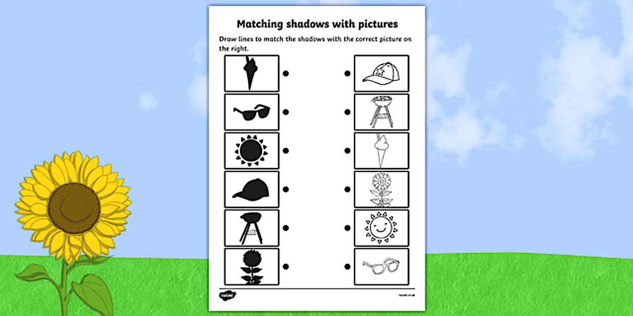 Summer Shadow Matching Sheet (teacher made) - Twinkl