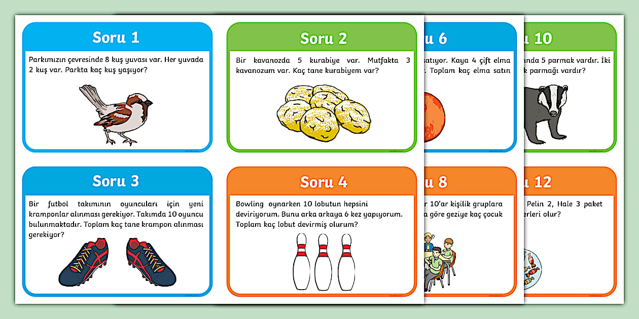 Çarpma Problemleri Soru Kartları