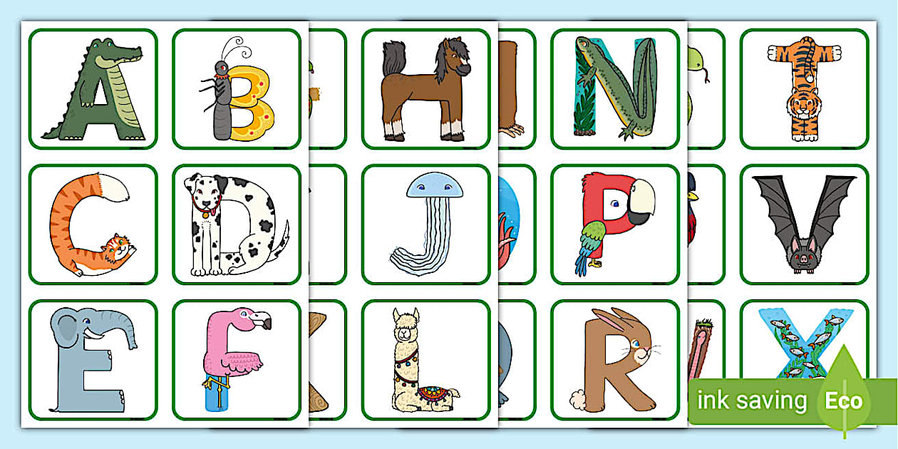 Editable Animal Alphabet Square Peg Labels (teacher made)