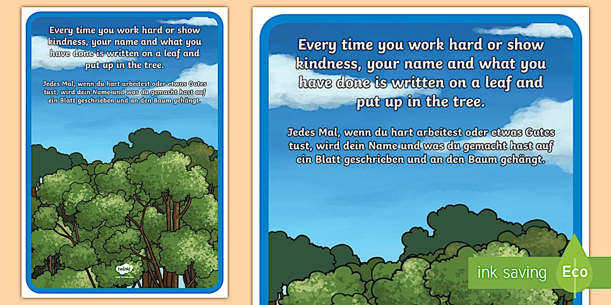 Achievement Tree Motivational Poster English/German - Twinkl