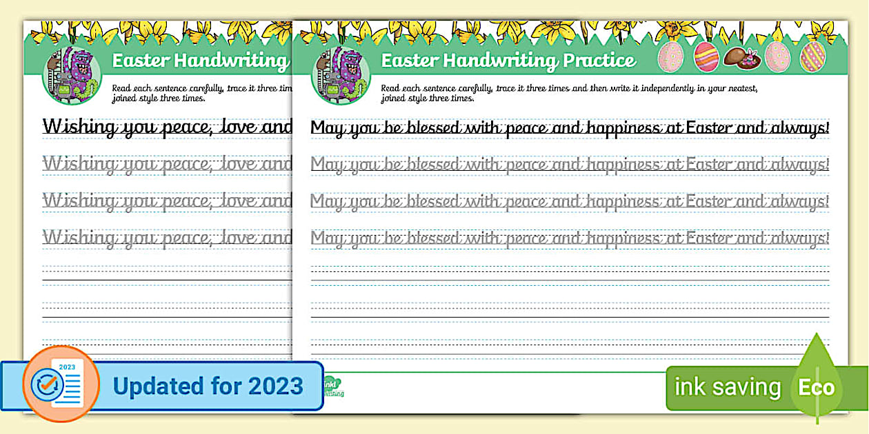 Easter Continuous Cursive Worksheet - KS2 - Twinkl