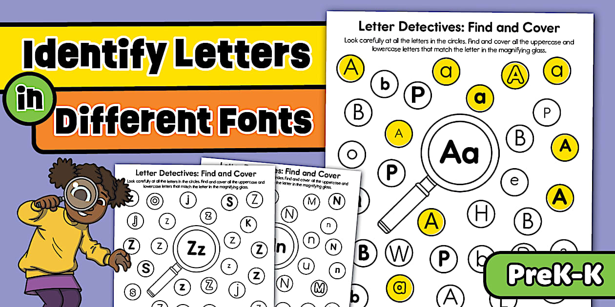Identify Letters in Different Fonts Worksheets