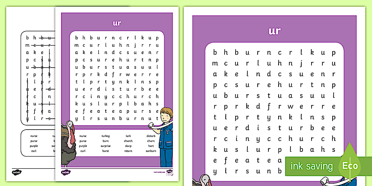 'ur' Words Phonics Word Search - Phonics Resources - Twinkl