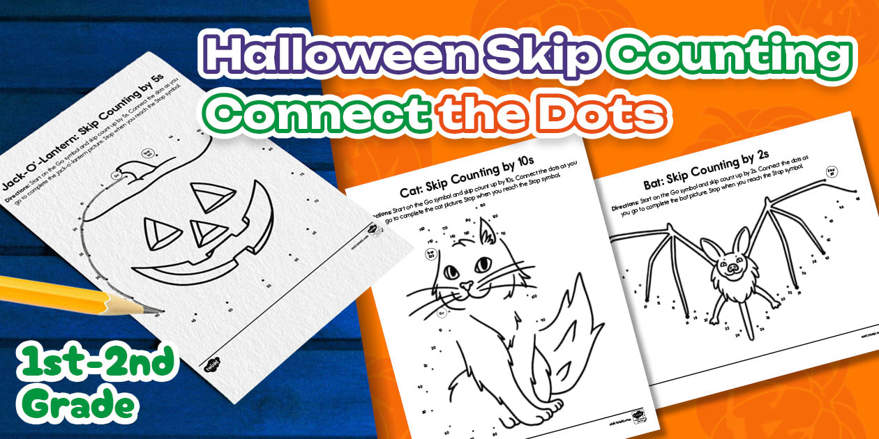 Halloween Skip Counting Connect the Dots Worksheets - Twinkl