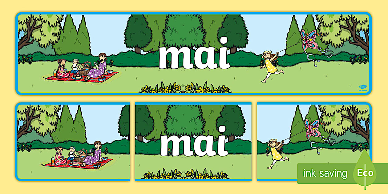 Cursive Banderole d'affichage: Mai - Les mois de l'année