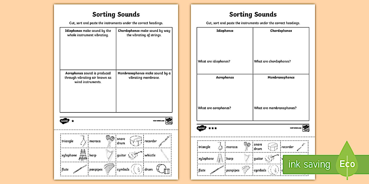 Sorting Sounds Worksheet / Worksheet (teacher made) - Twinkl