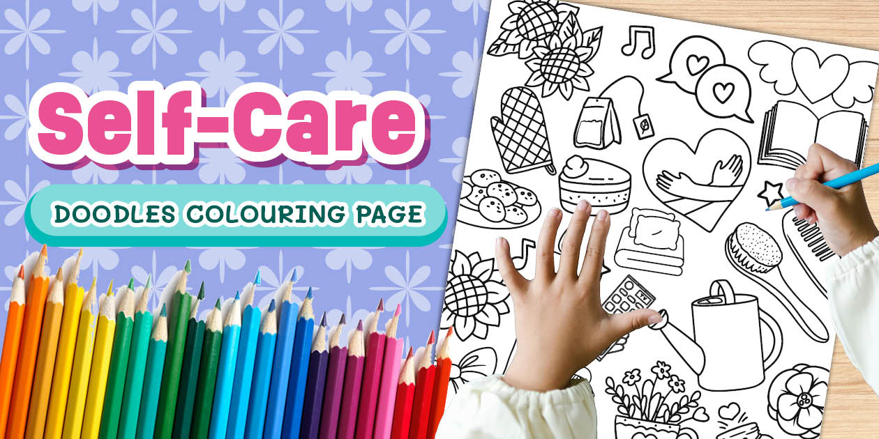 Self-Care Doodles Colouring Page