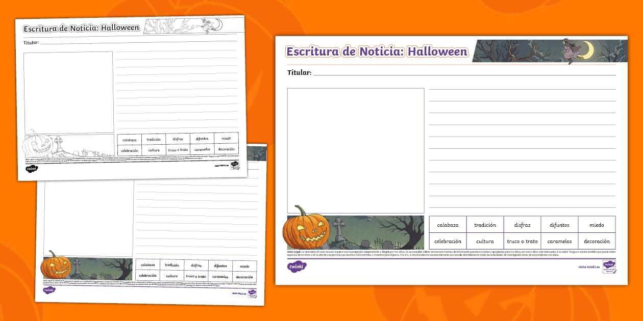Ficha de actividad: Escritura de noticia - Halloween