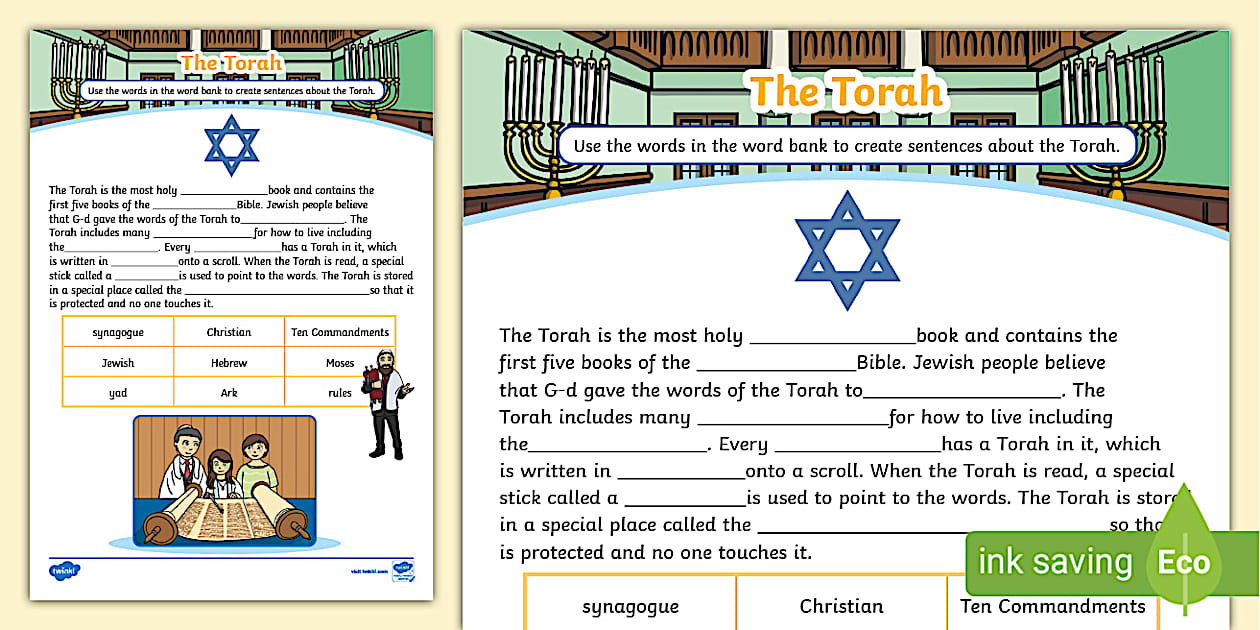Illustrated Torah PFD | A Cloze Activity | Twinkl | KS1
